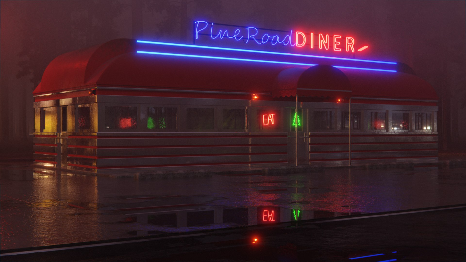 Pine Road Diner 3d Scene 3D Model - TurboSquid 1997018