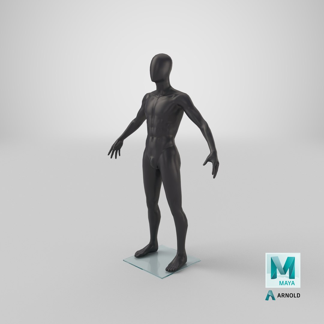 3D Male Mannequin Dark Grey - TurboSquid 1416235
