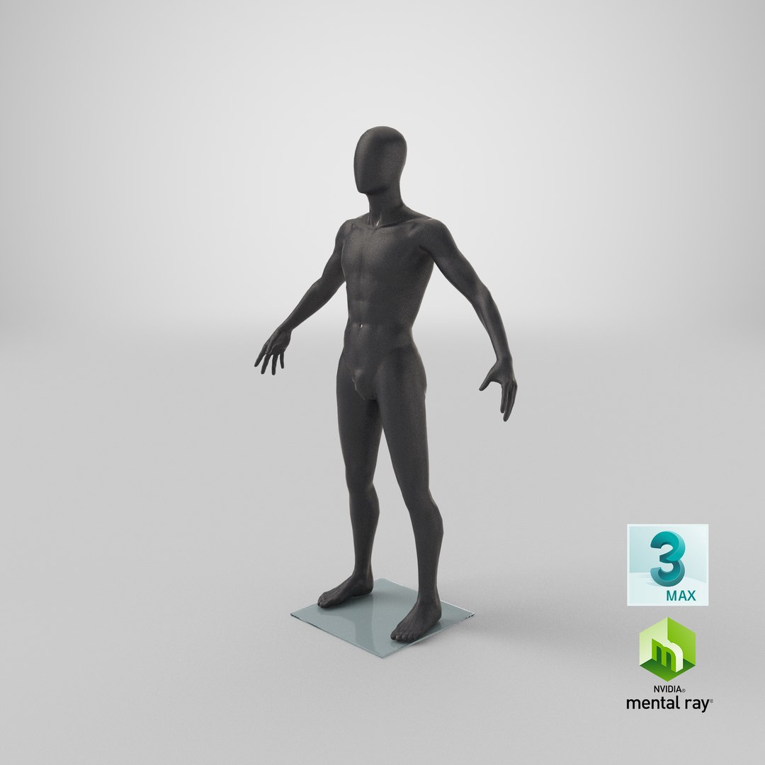 3D Male Mannequin Dark Grey - TurboSquid 1416235