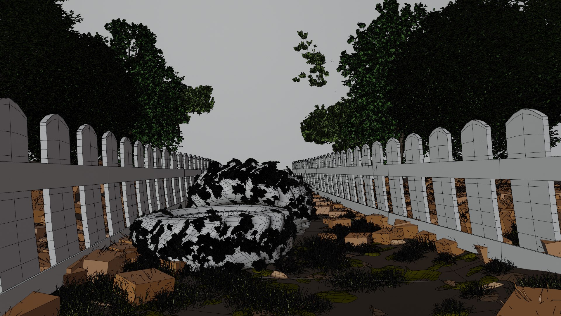 3D Road Side Landscape Scene With Tires Model - TurboSquid 1918320