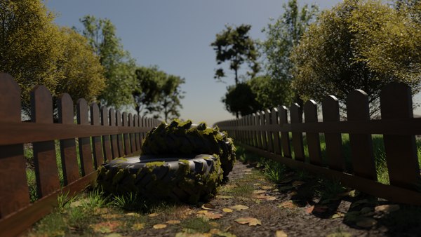 3D Road side landscape scene with tires model - TurboSquid 1918320