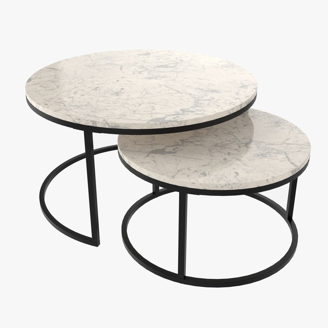 3D model Marble Texture Coffee Table 2 in 1 - TurboSquid 1934308