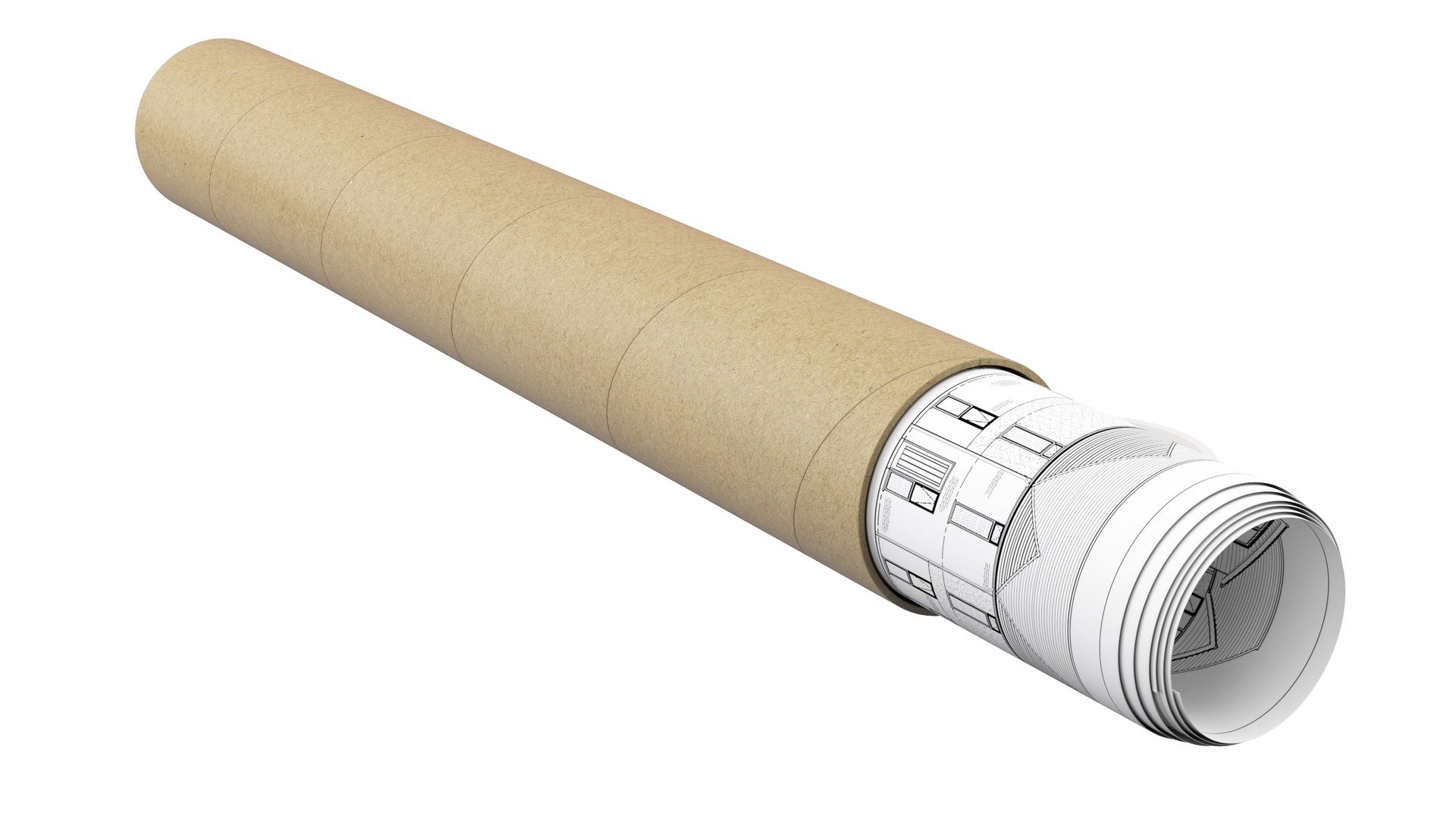 3D Model Cardboard Tube With Blueprint - TurboSquid 2042046