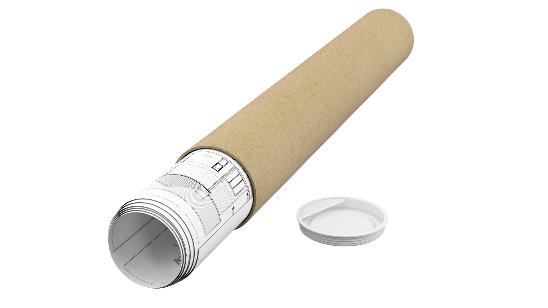 3D Model Cardboard Tube With Blueprint - TurboSquid 2042046