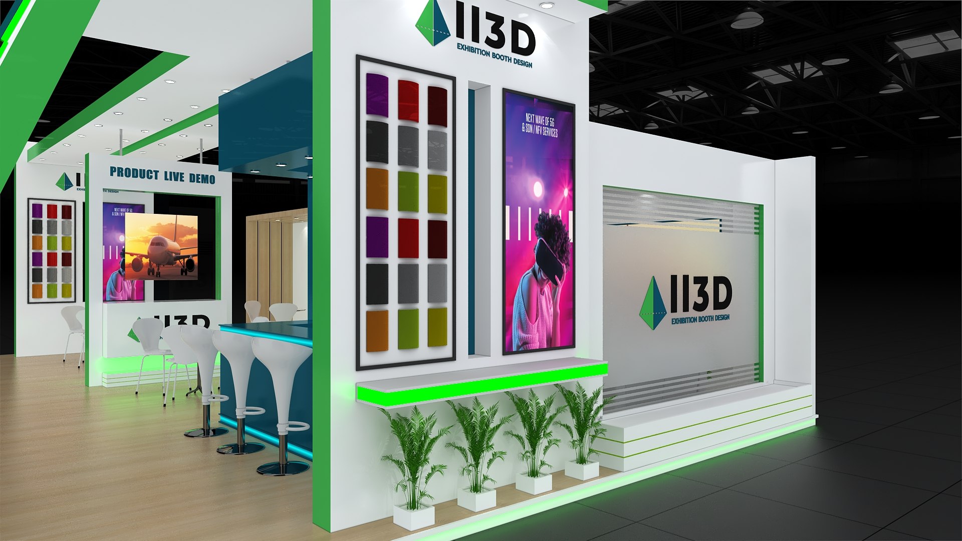 3D Exhibition Stand Stall Four Side Open 12X7 model - TurboSquid 2154814