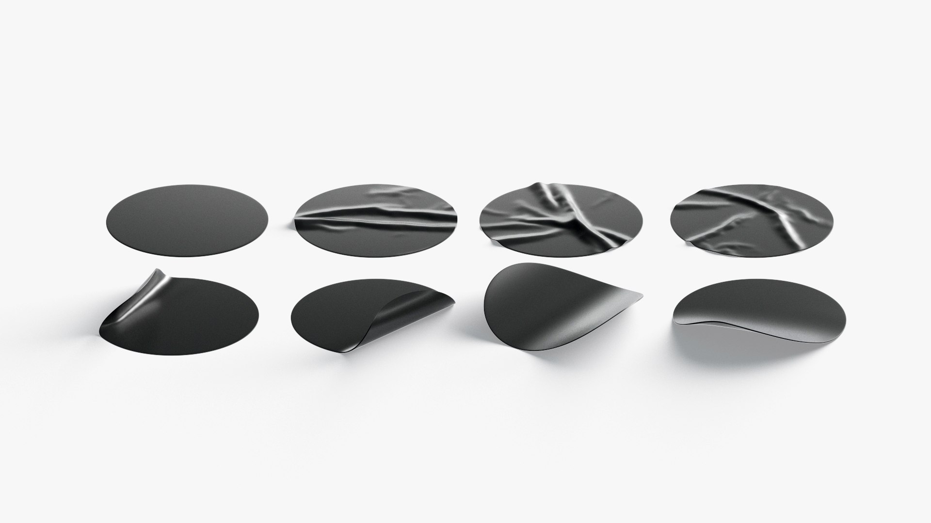 3D Black Stickers set - 8 adhesive sticky labels model - TurboSquid 1930384