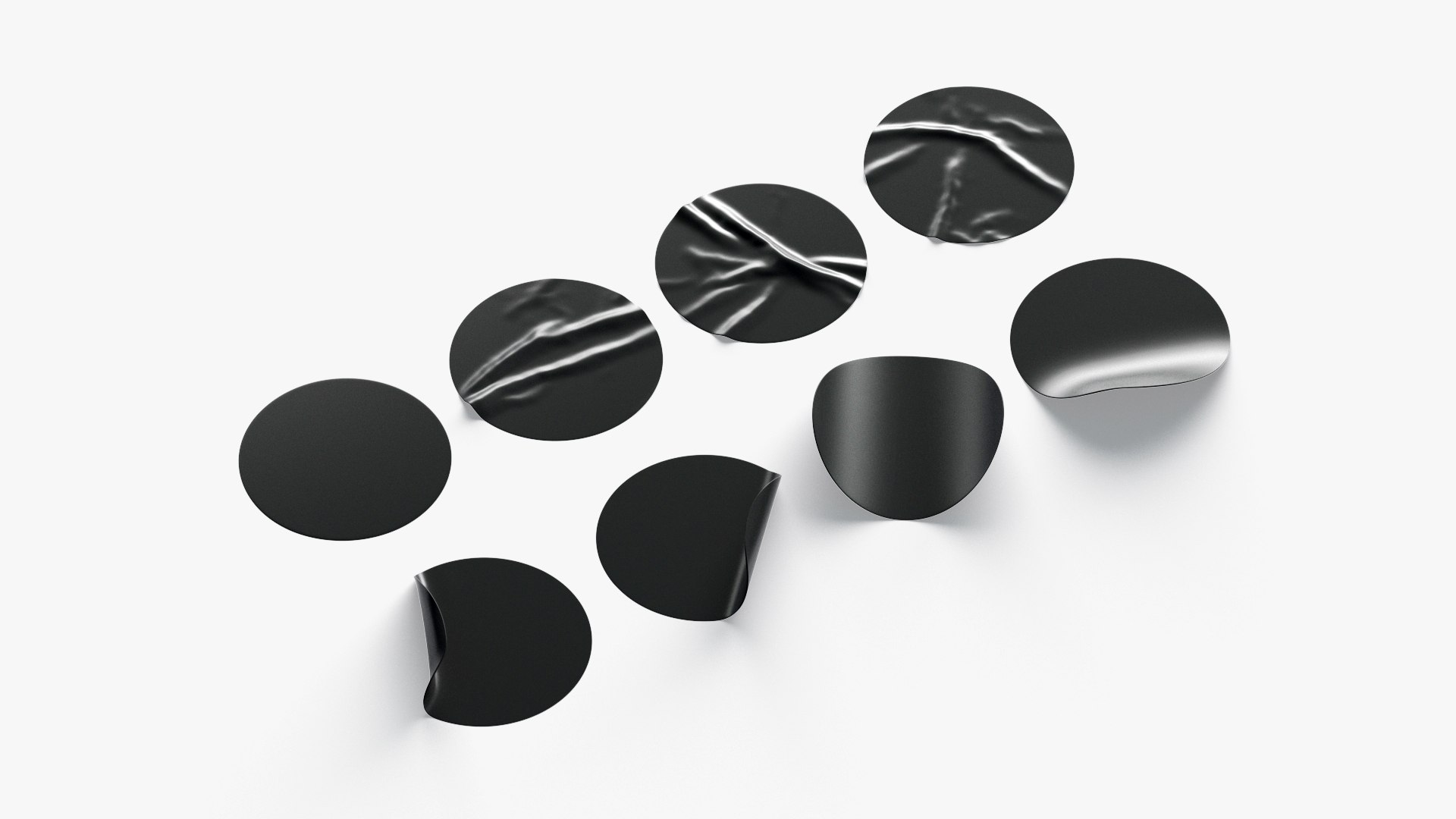 3D Black Stickers set - 8 adhesive sticky labels model - TurboSquid 1930384