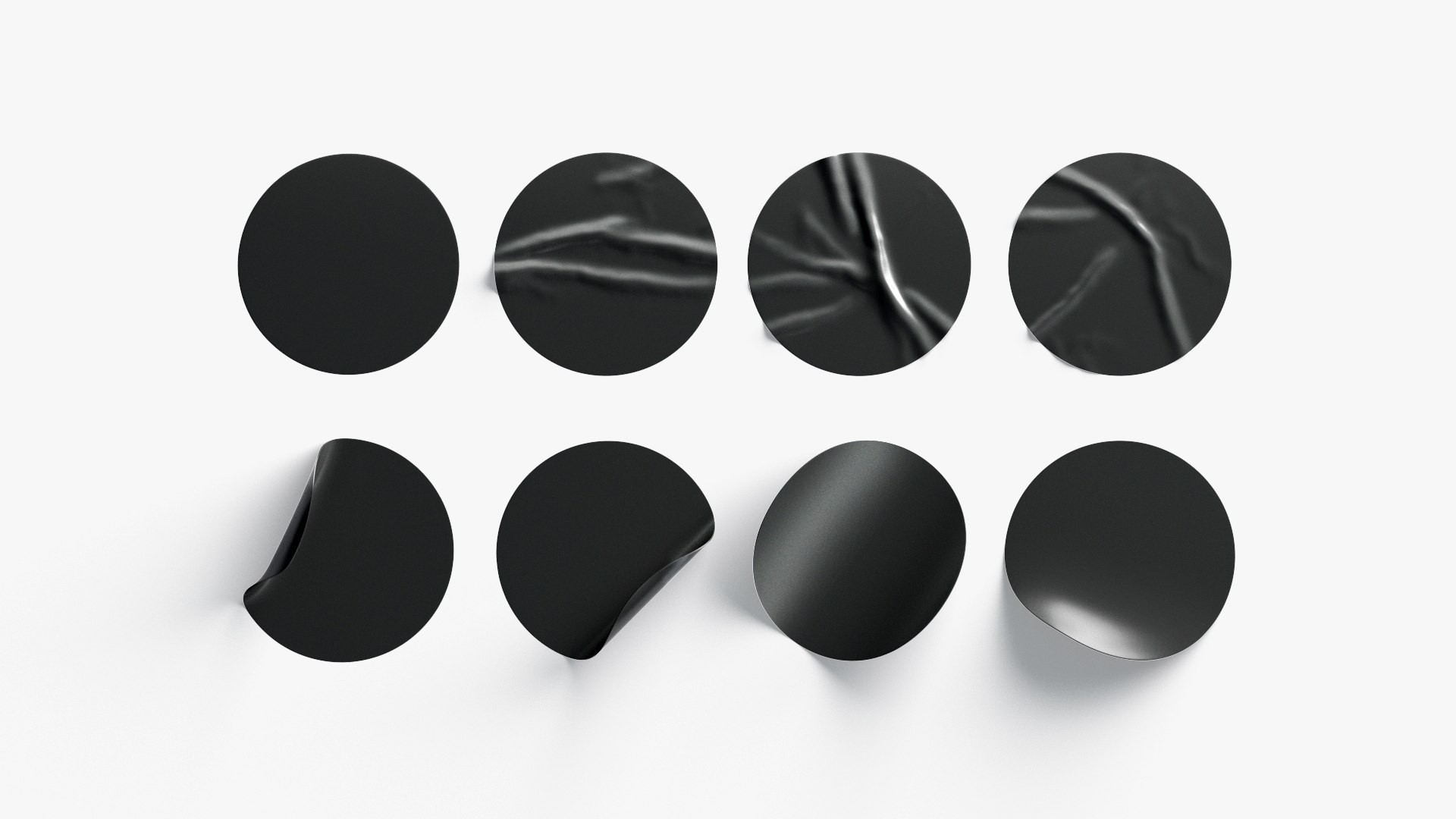 3D Black Stickers set - 8 adhesive sticky labels model - TurboSquid 1930384