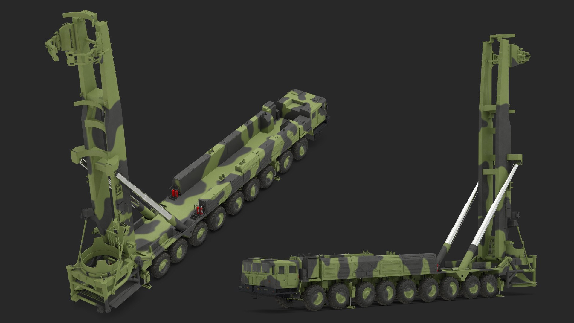 3D model 9 axle transporter erector - TurboSquid 1524355