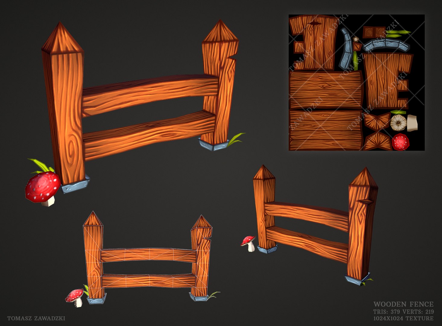 3D Model Low-poly Wooden Fence - TurboSquid 1167236