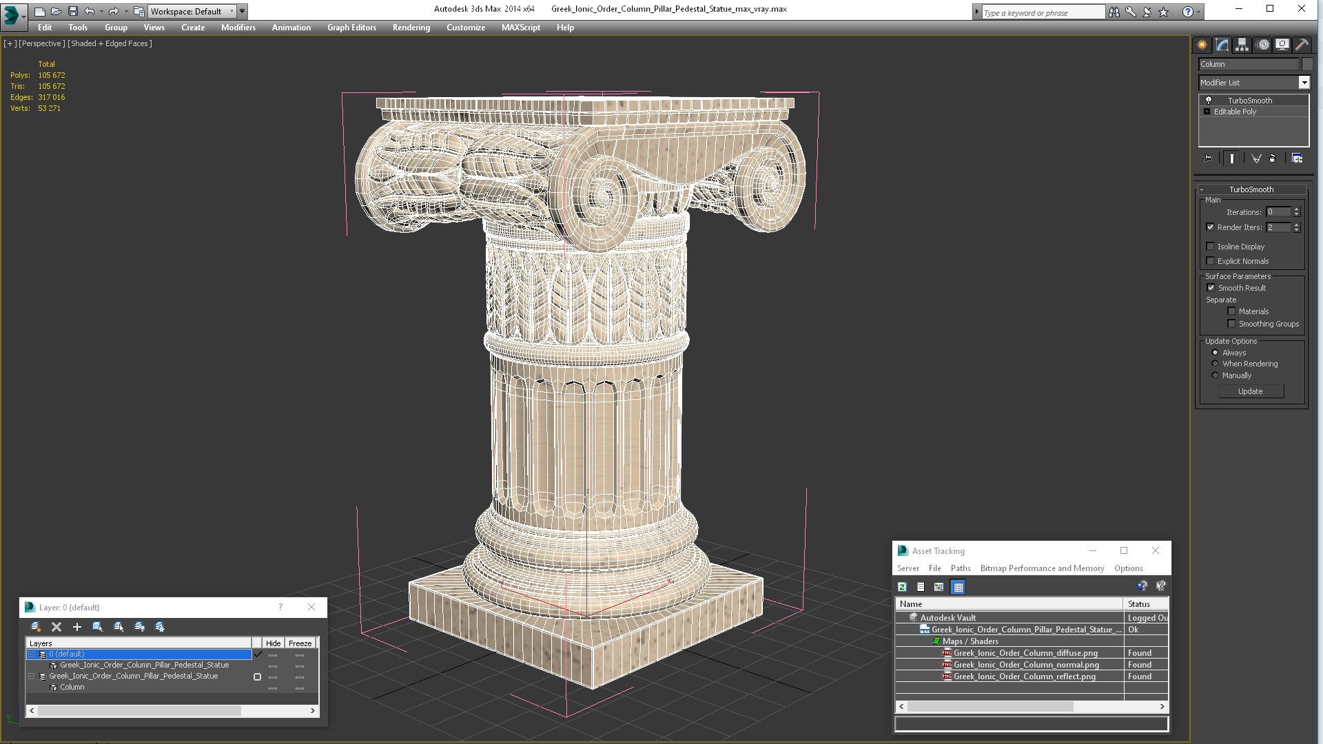 3D Greek Ionic Order Column Pillar Pedestal Statue model - TurboSquid 2146148