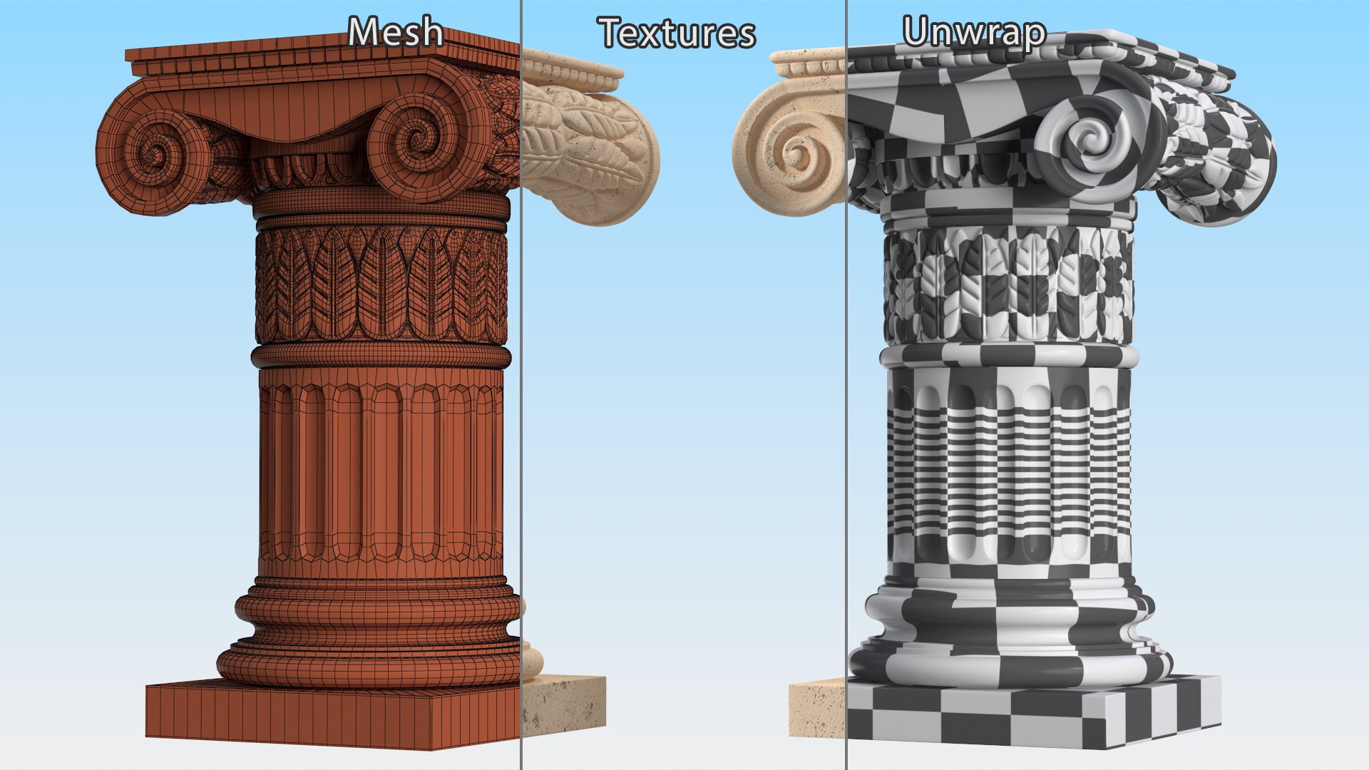 3D Greek Ionic Order Column Pillar Pedestal Statue model - TurboSquid 2146148