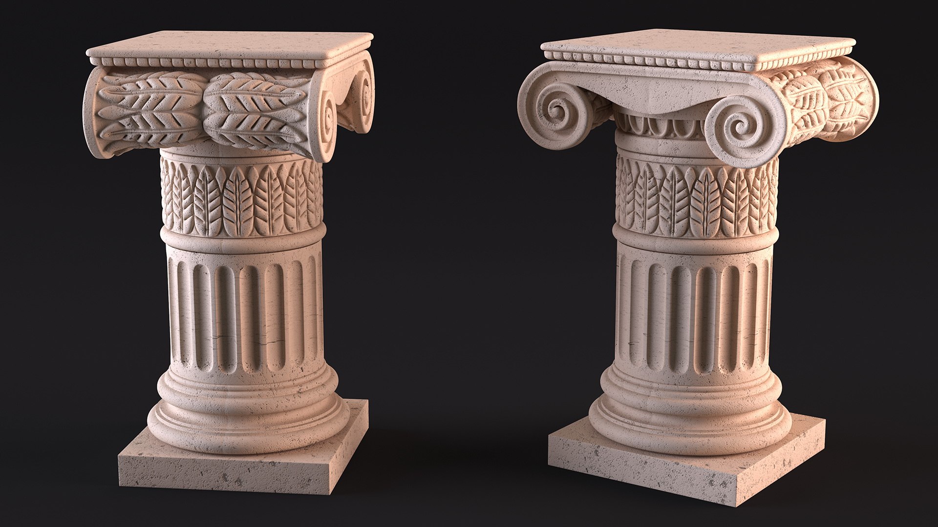 3D Greek Ionic Order Column Pillar Pedestal Statue model - TurboSquid 2146148