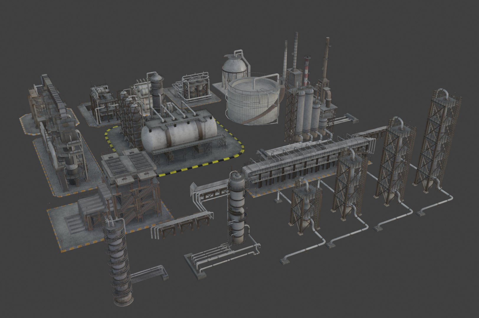 Industrial Oil Refinery Scene Pack Collection Set Low Poly 3D ...