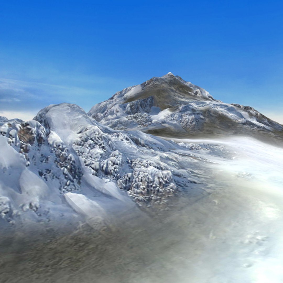 3d Model Mountain Snowy Terrain Landscape