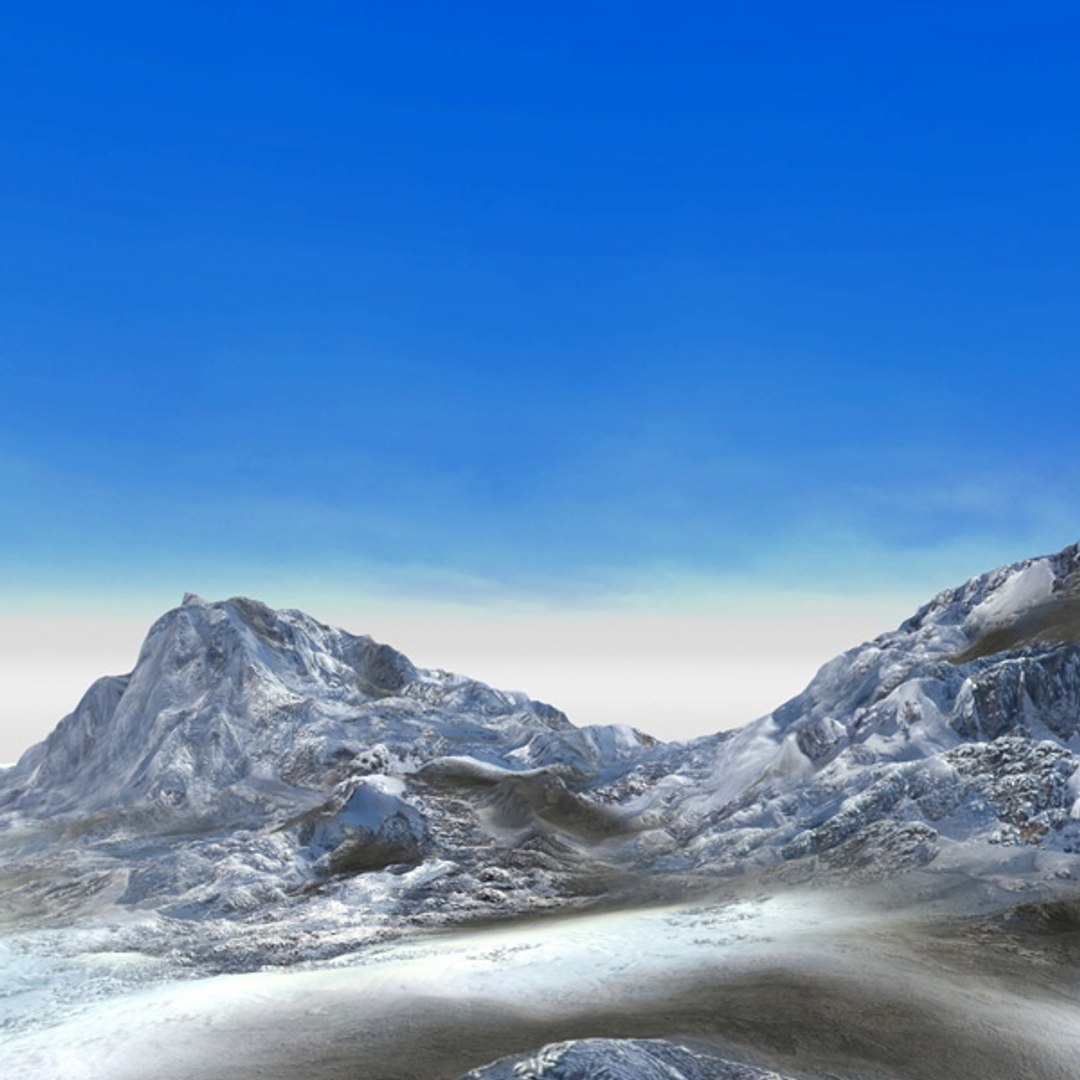 3d Model Mountain Snowy Terrain Landscape