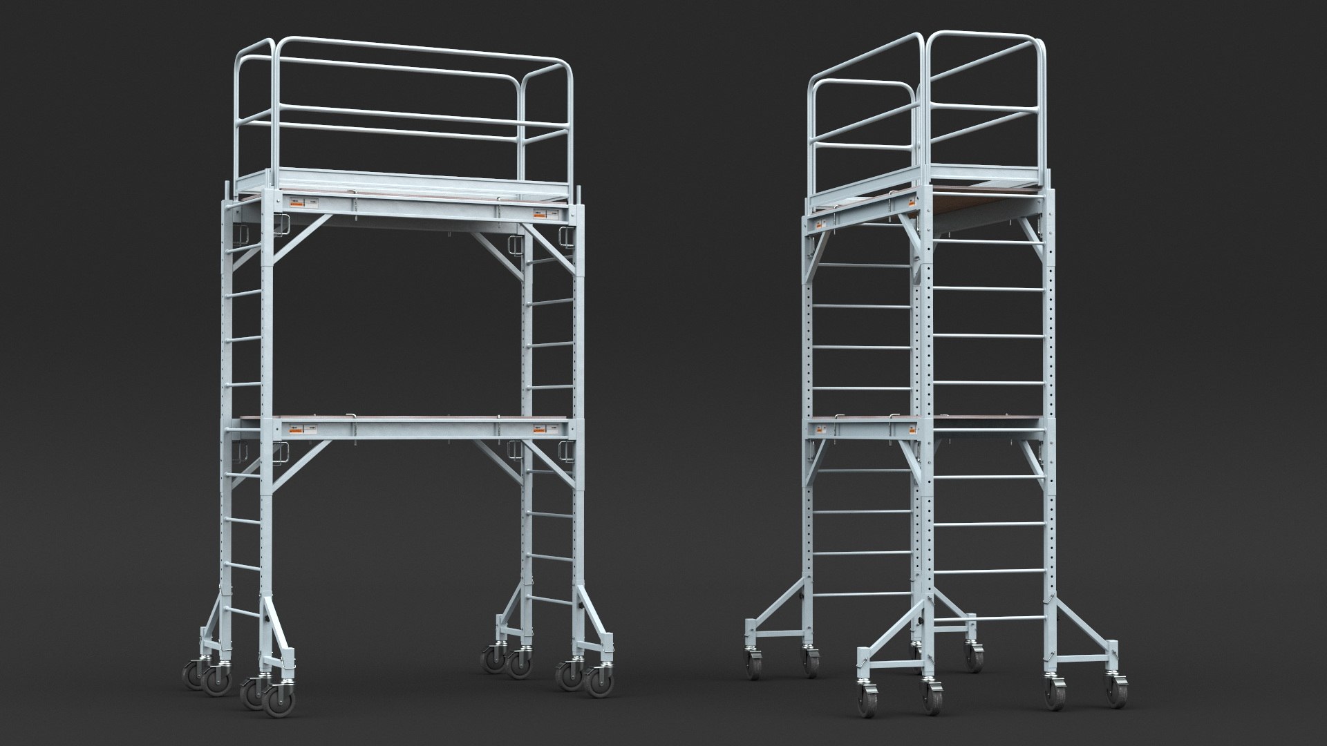 Aluminium Mobile 2 Story Scaffold Tower 3D - TurboSquid 2129021