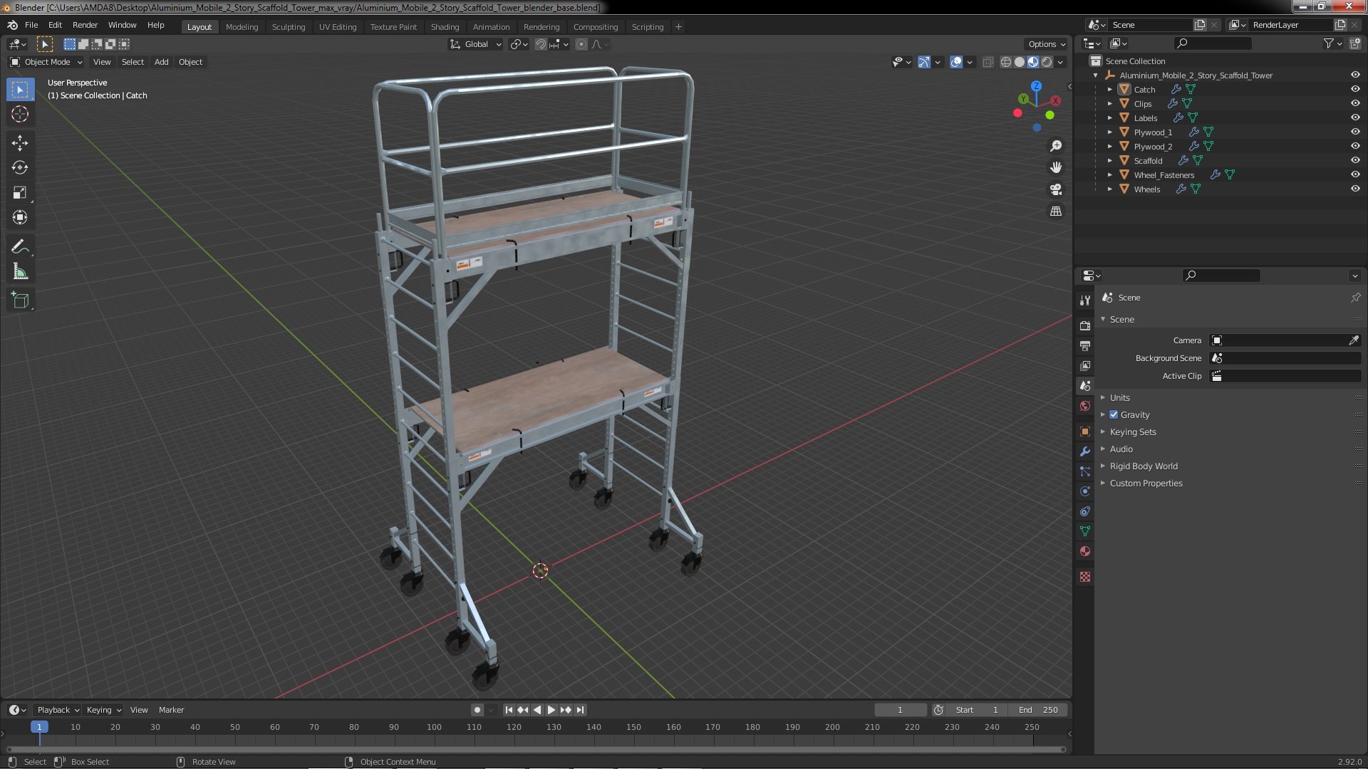 Aluminium Mobile 2 Story Scaffold Tower 3D - TurboSquid 2129021