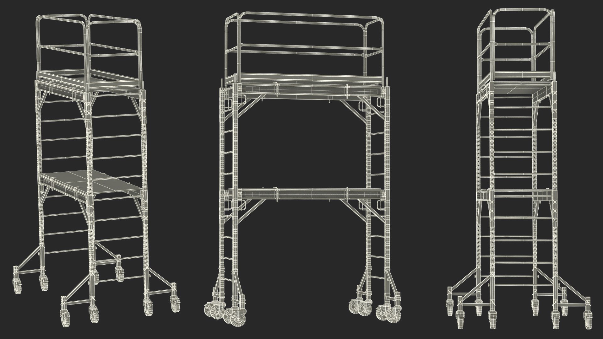Aluminium Mobile 2 Story Scaffold Tower 3D - TurboSquid 2129021