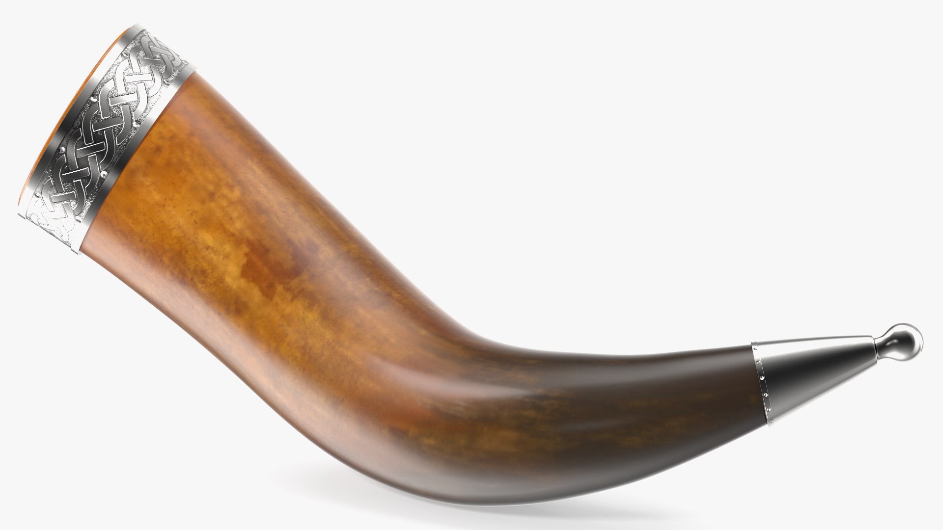 3D Model Old Dark Drinking Horn With Silver Trim - TurboSquid 1962440