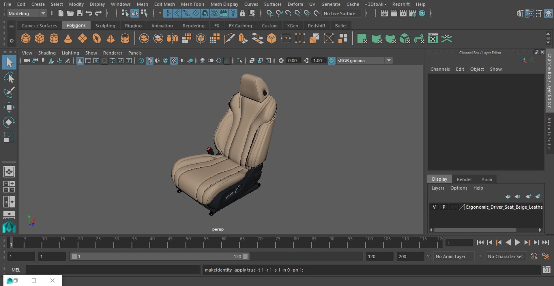 3D Model Ergonomic Driver Seat Beige Leather - TurboSquid 2163421
