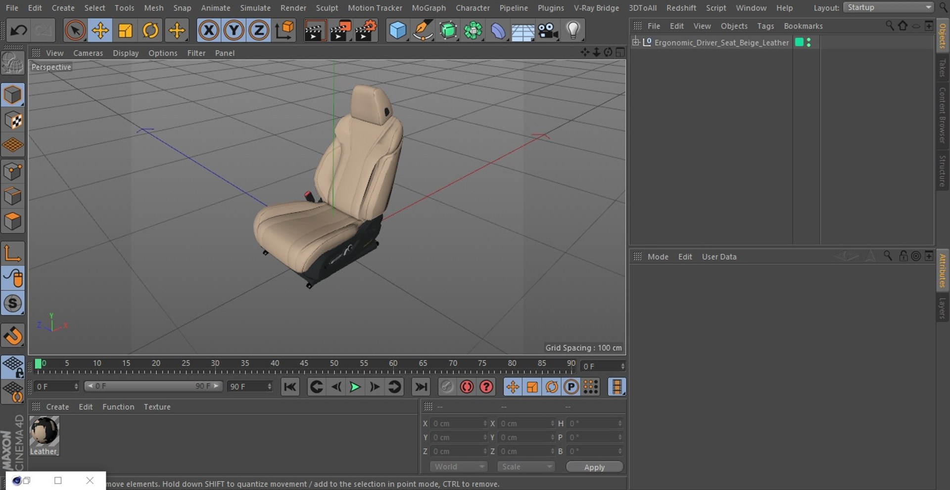 3D Model Ergonomic Driver Seat Beige Leather - TurboSquid 2163421