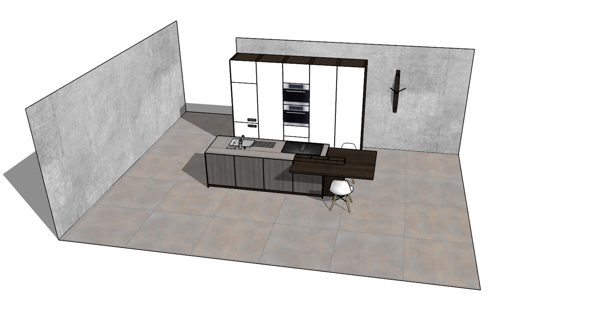 Open modern kitchen with island and dining table 3D model - TurboSquid ...