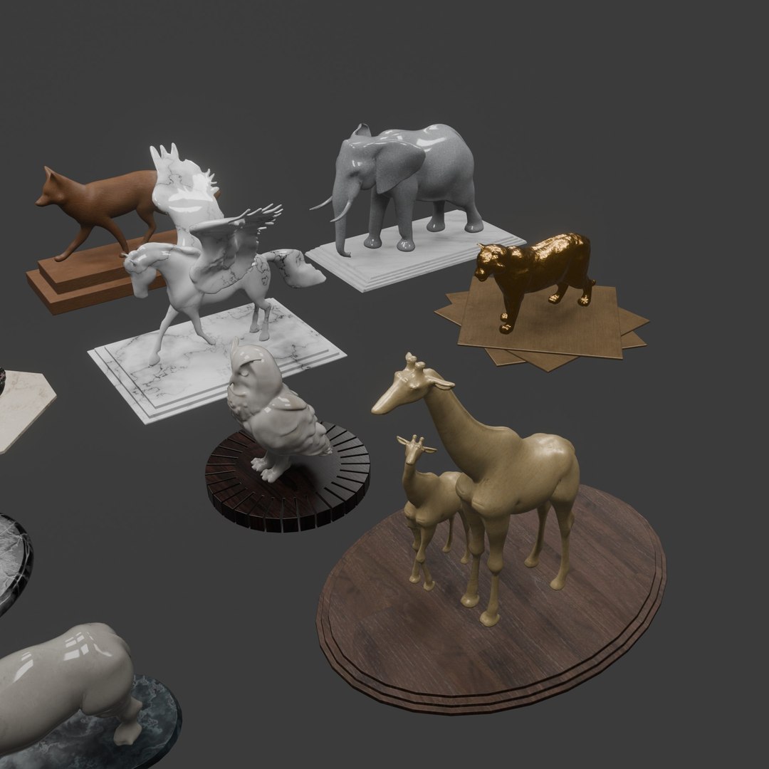 House Interior Decoration Animal Statues 3D Model - TurboSquid 2319378