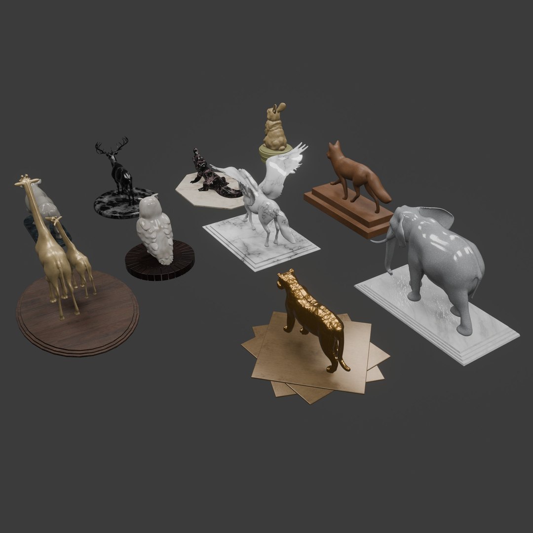 House Interior Decoration Animal Statues 3D Model - TurboSquid 2319378