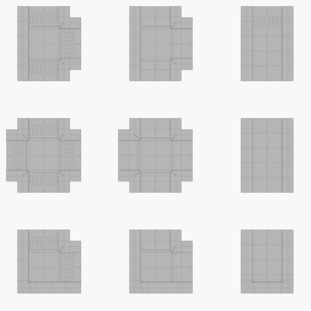 3d Modular Set Road Tiles