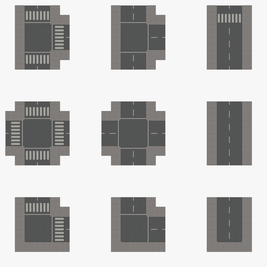 3d modular set road tiles