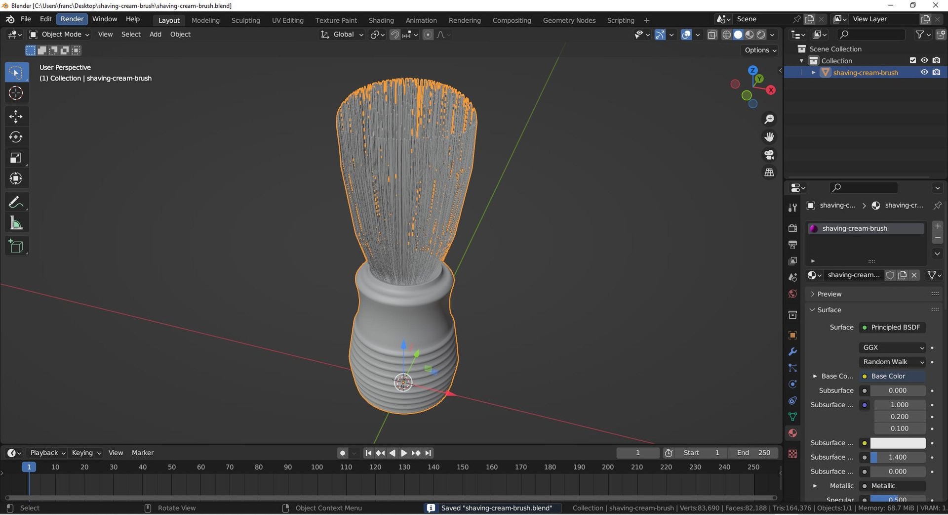 Shaving cream brush model - TurboSquid 2123796