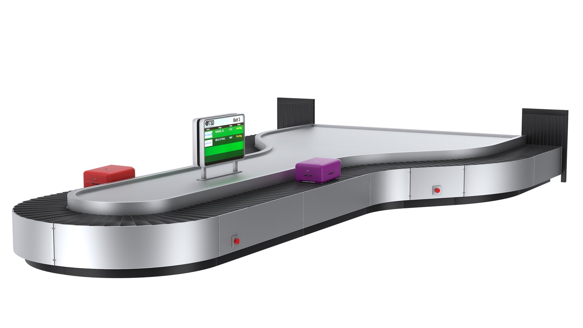 Airport Counter Check-In And Baggage Carousel 3D Model - TurboSquid 2314960