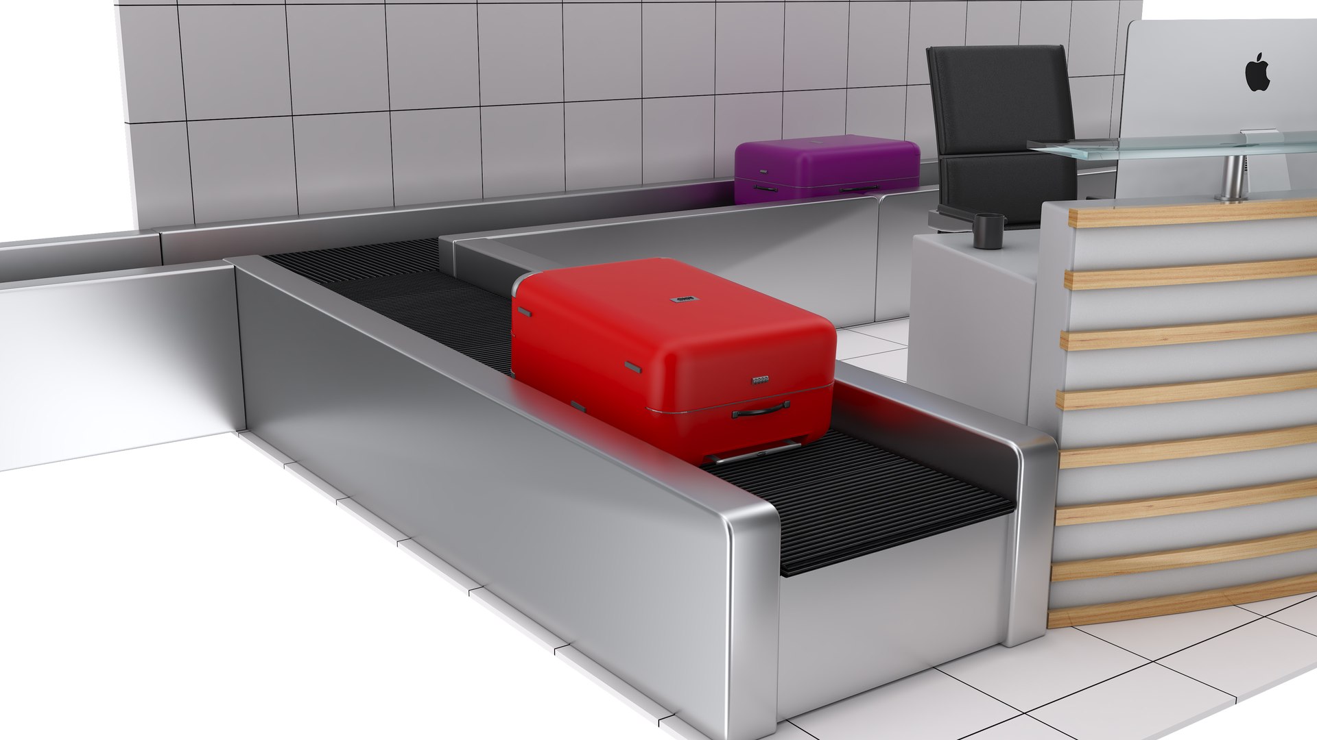 Airport Counter Check-In And Baggage Carousel 3D Model - TurboSquid 2314960