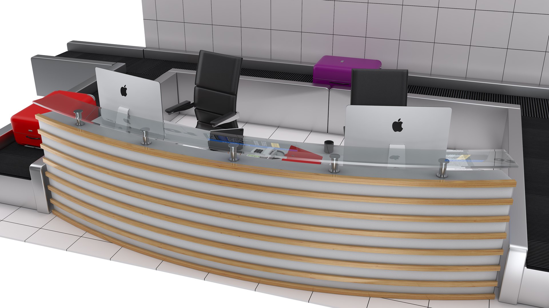 Airport Counter Check-In And Baggage Carousel 3D Model - TurboSquid 2314960