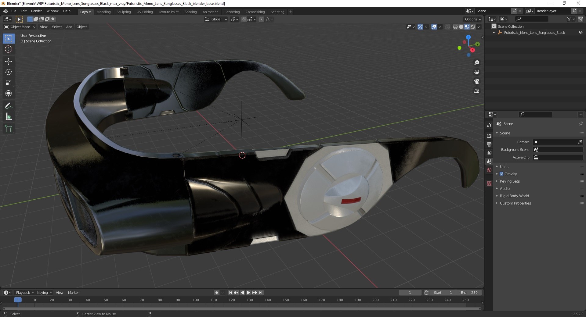 3D Model Futuristic Mono Lens Sunglasses Black - TurboSquid 2239817