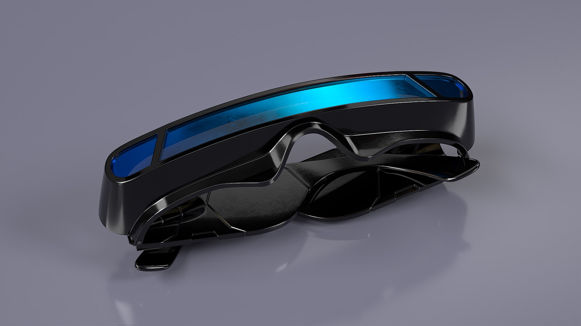 3D Model Futuristic Mono Lens Sunglasses Black - TurboSquid 2239817