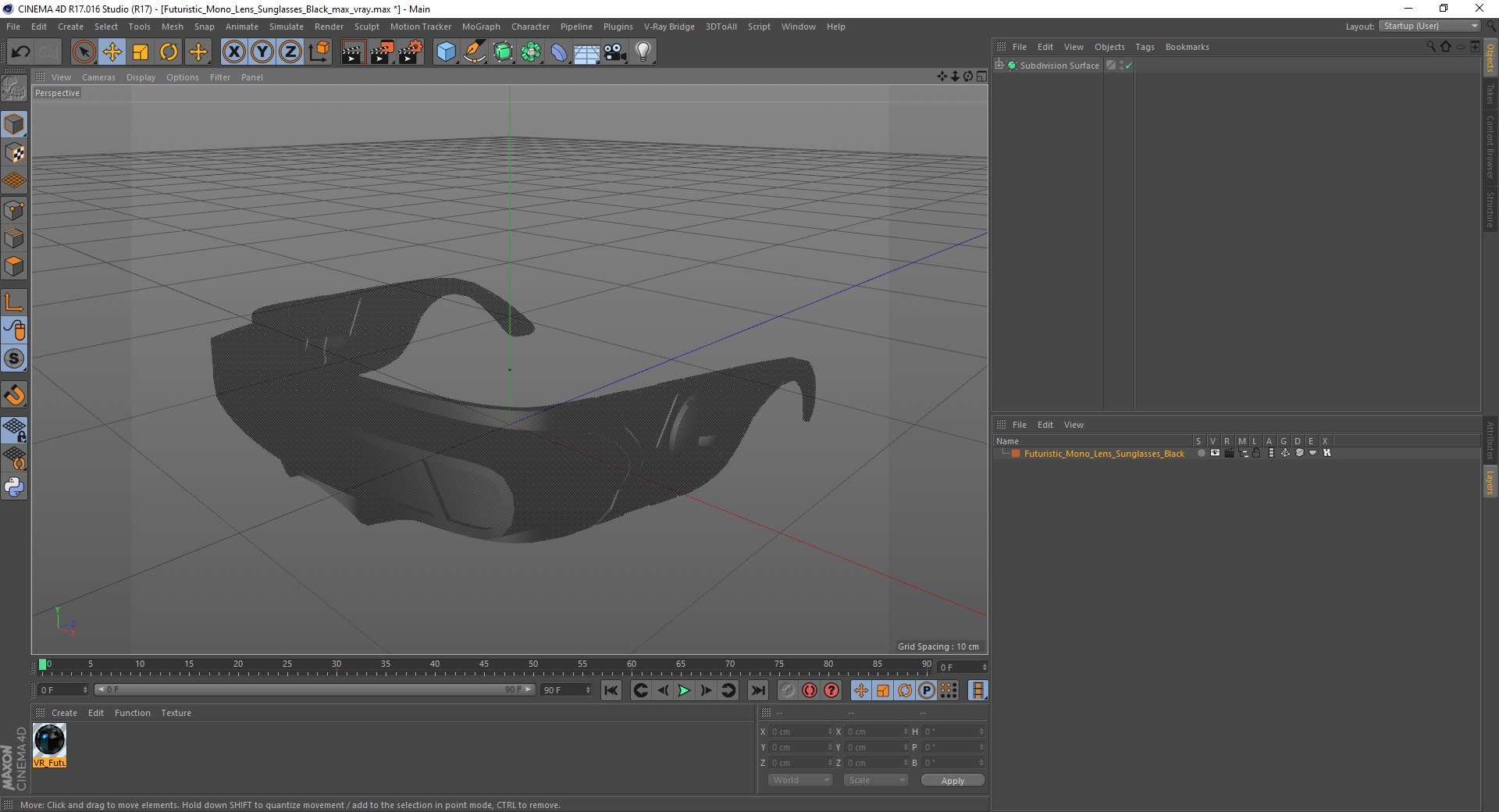 3D Model Futuristic Mono Lens Sunglasses Black - TurboSquid 2239817