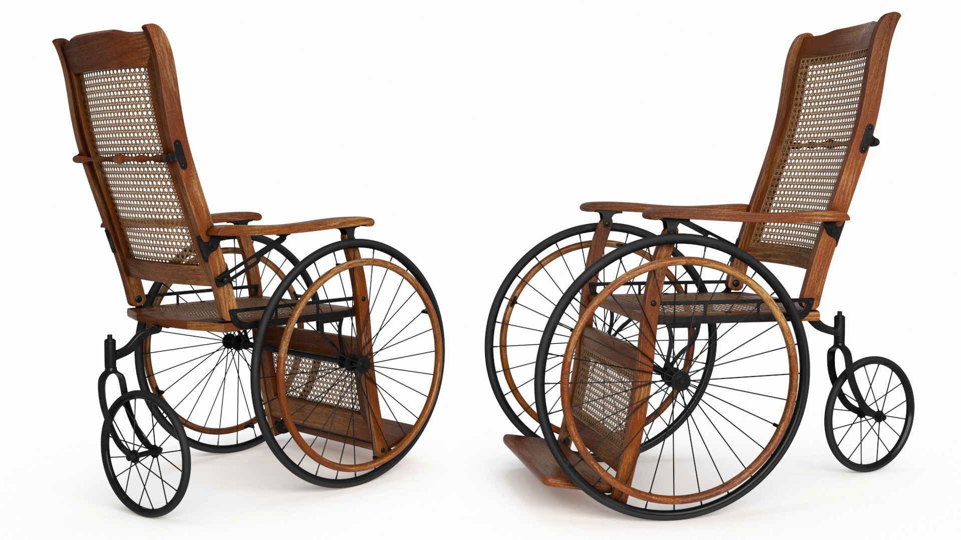 3D Model Vintage Wheelchair Rigged - TurboSquid 2292277