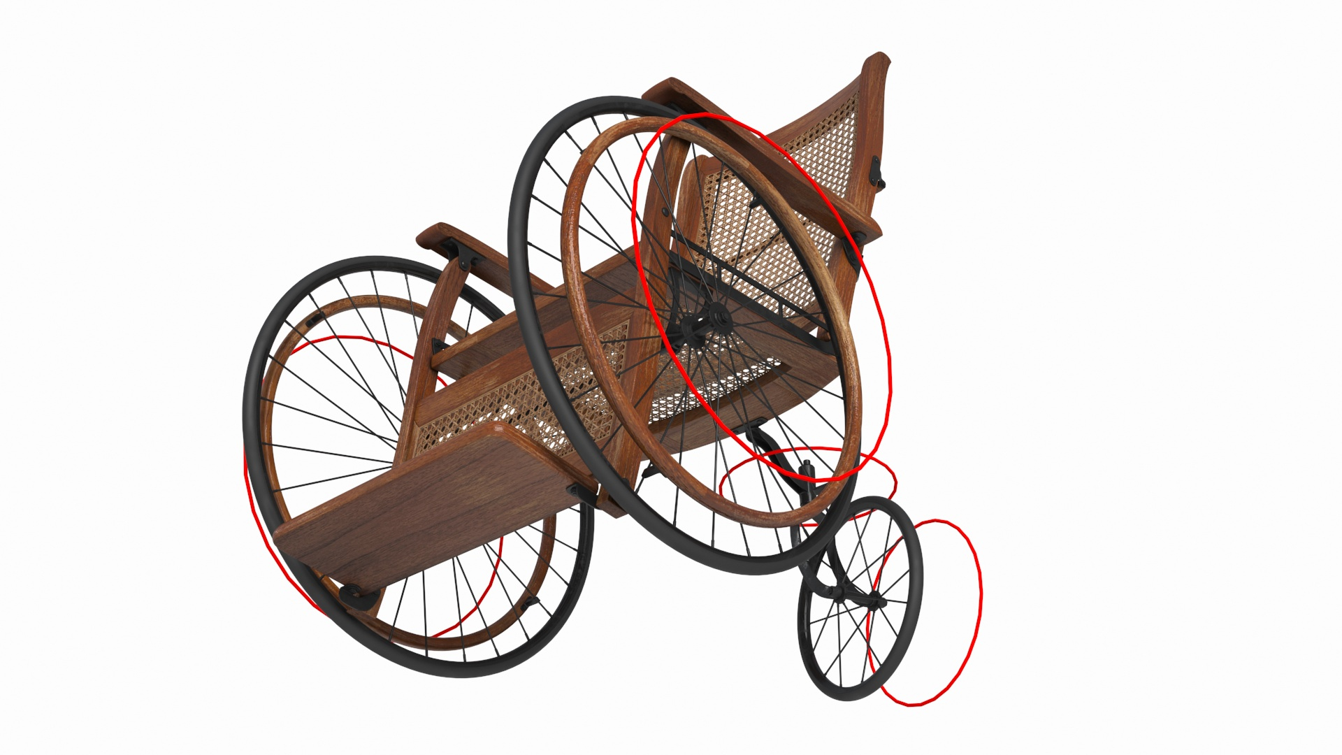 3D Model Vintage Wheelchair Rigged - TurboSquid 2292277