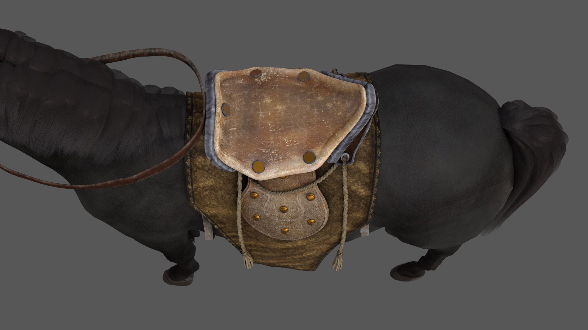 Rigged black horse with ornate saddle 3D - TurboSquid 2096779