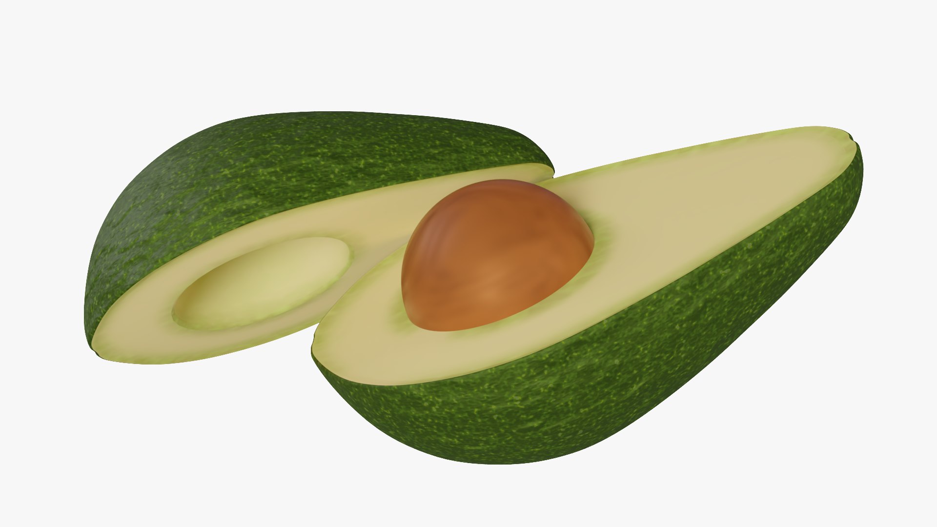 3D Avocado - Cut With Seed Low-poly Model - TurboSquid 2280101
