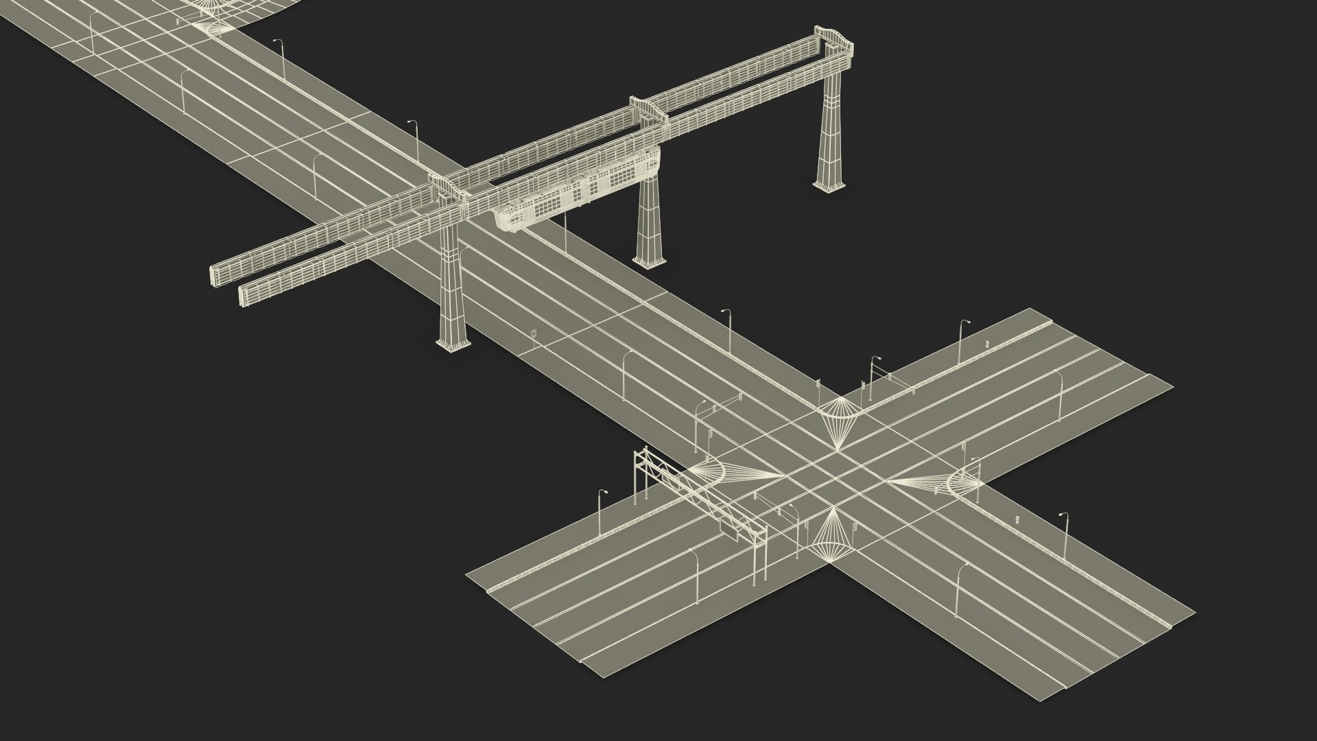 3D Model Highway And Suspended Monorail Air Train - TurboSquid 2374904