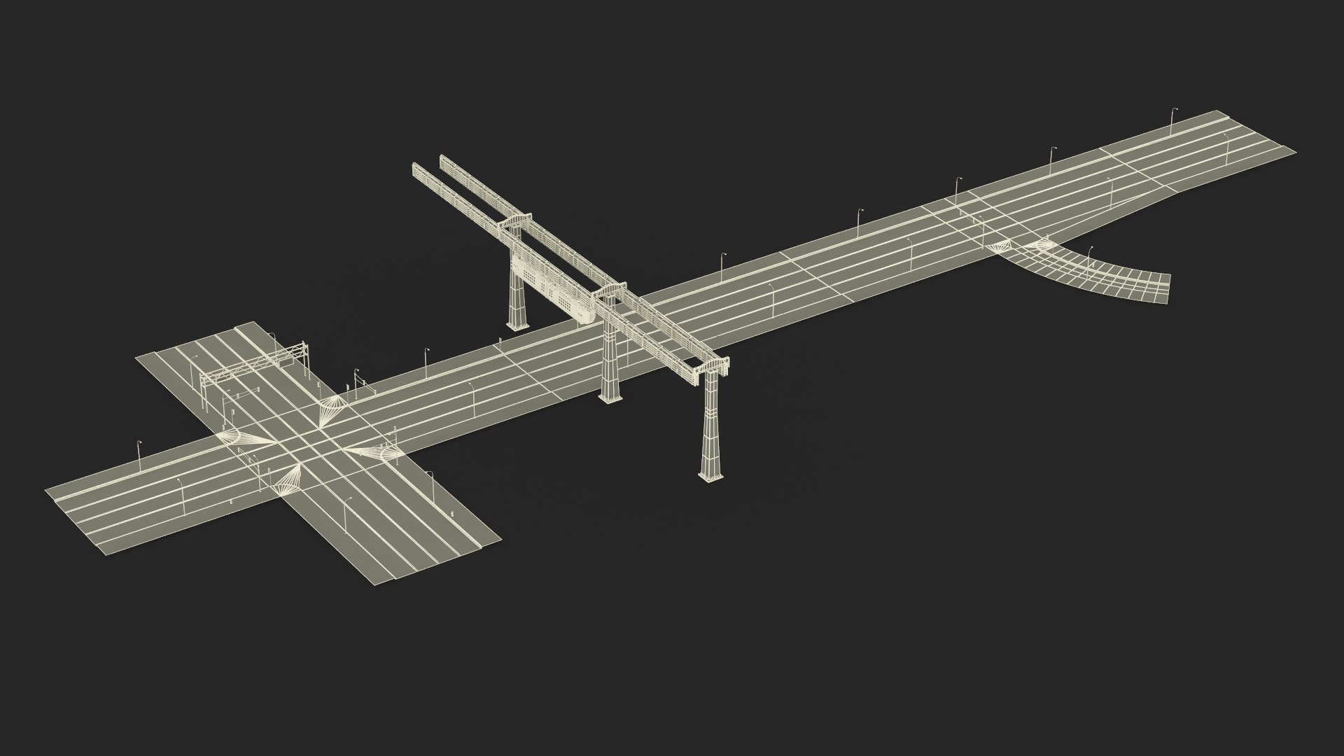 3D Model Highway And Suspended Monorail Air Train - TurboSquid 2374904