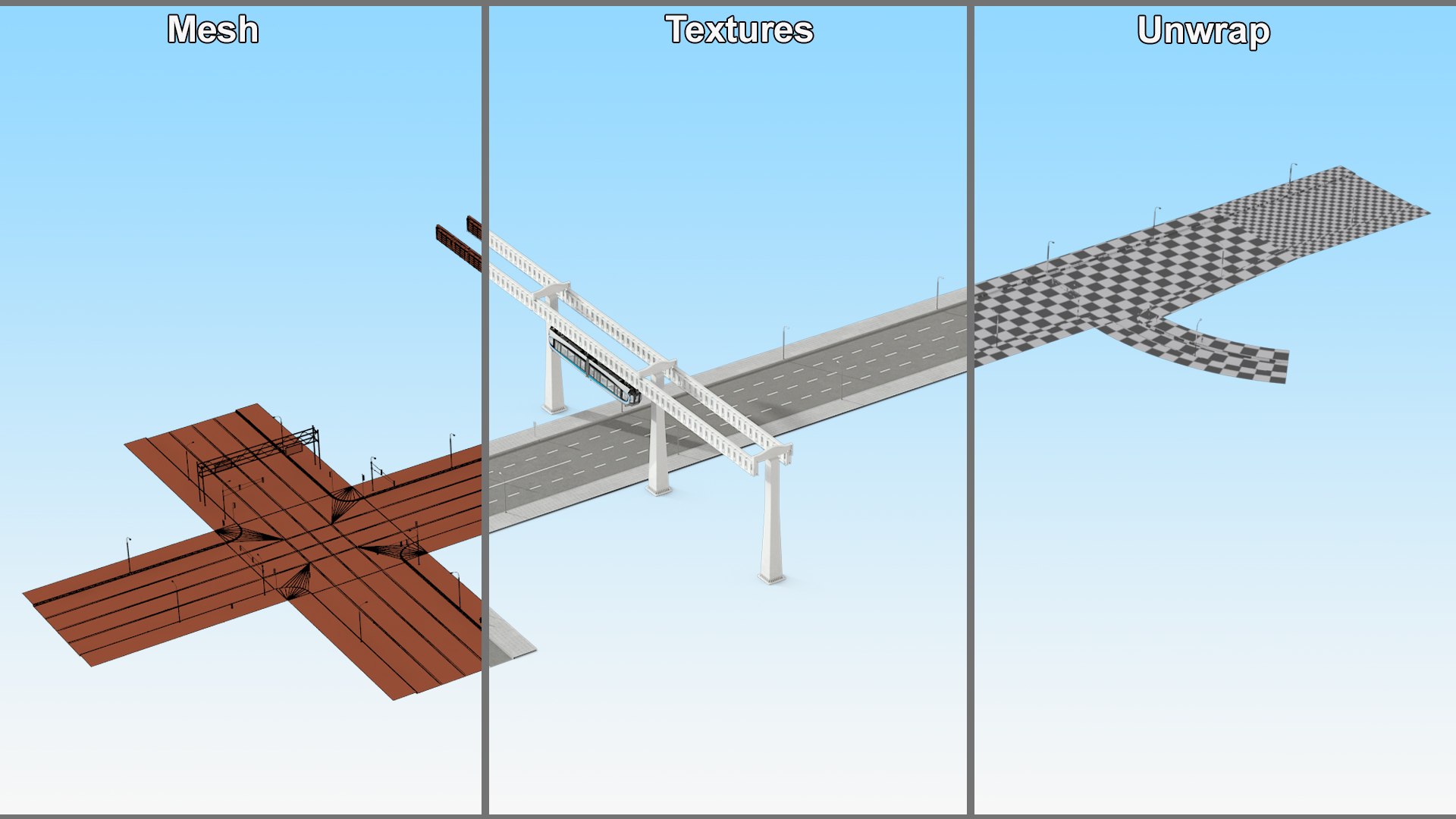 3D Model Highway And Suspended Monorail Air Train - TurboSquid 2374904