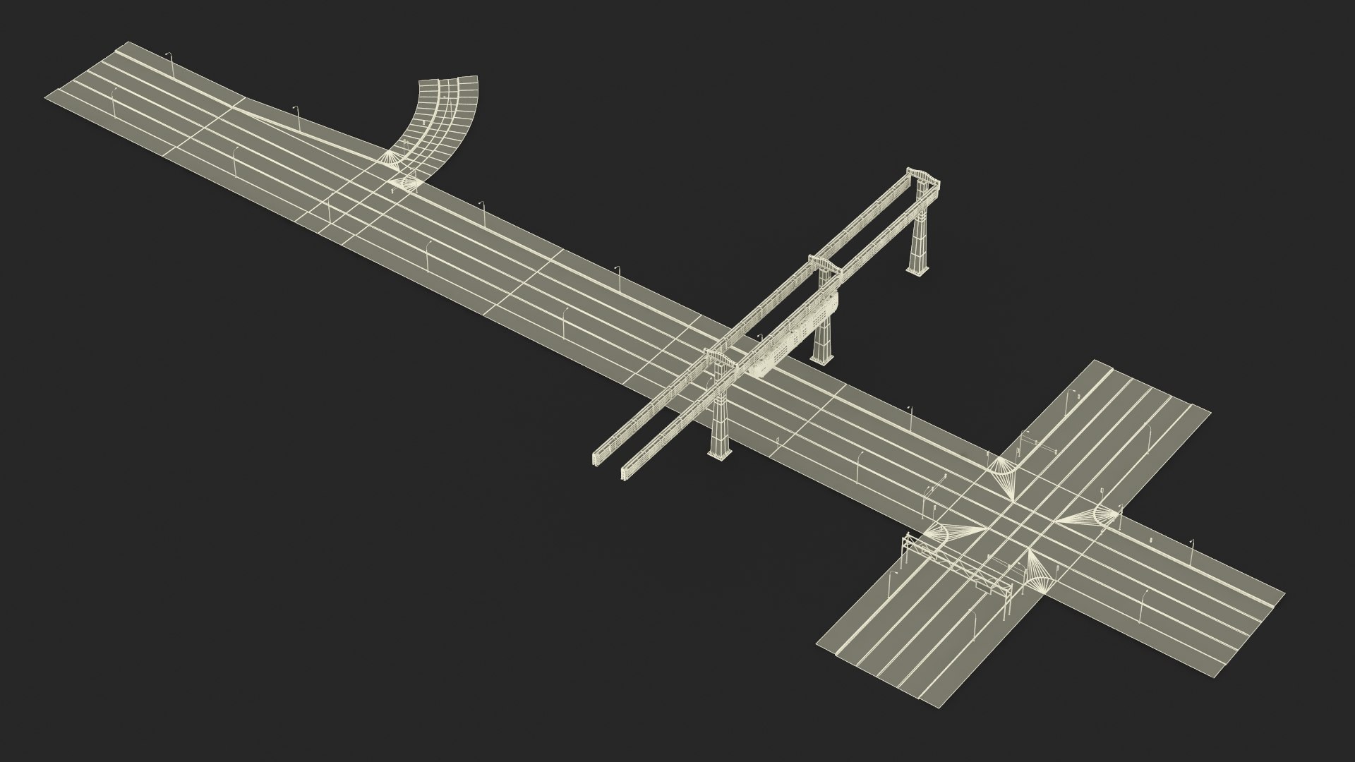 3D Model Highway And Suspended Monorail Air Train - TurboSquid 2374904