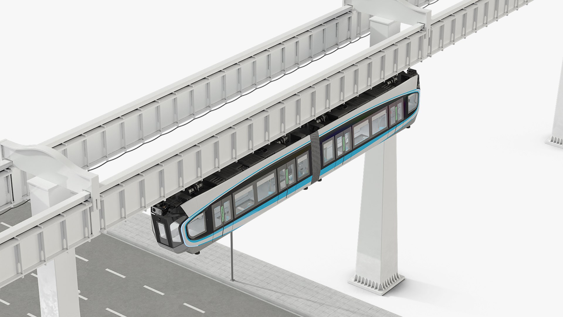 3D Model Highway And Suspended Monorail Air Train - TurboSquid 2374904