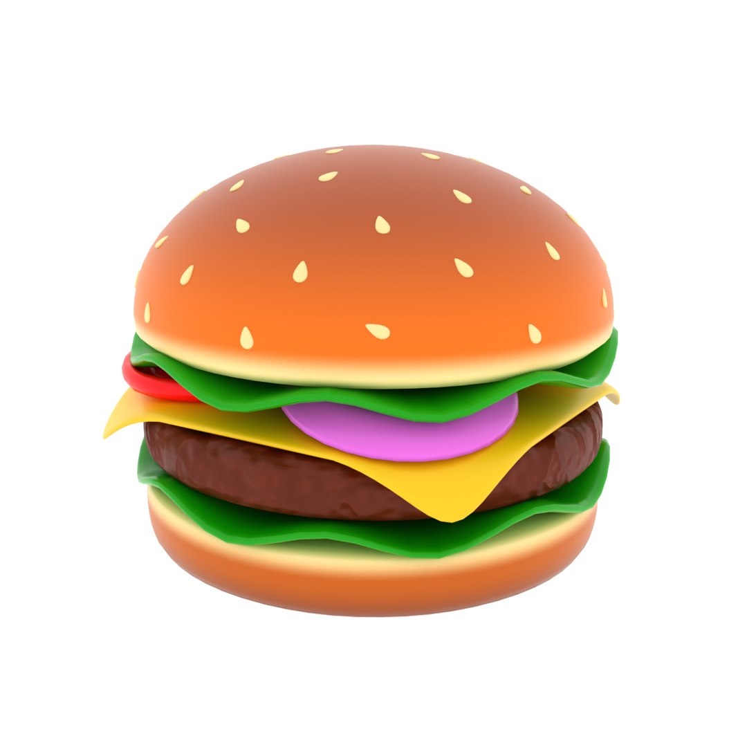 3D Cartoon Cheeseburger - TurboSquid 2262307