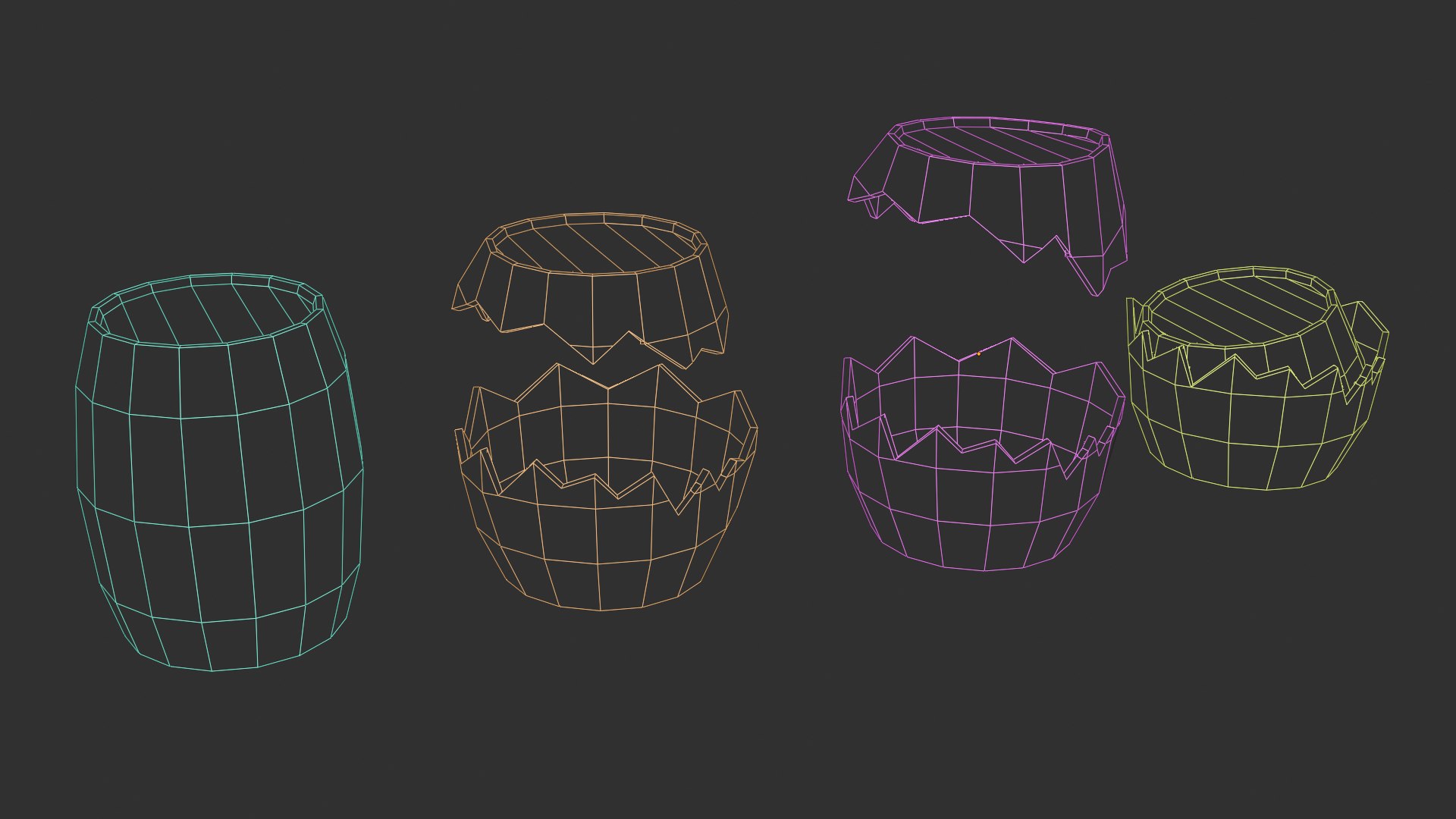 PixelStyle Destructible Barrel Set Breakable Medieval Prop Low-poly 3D ...