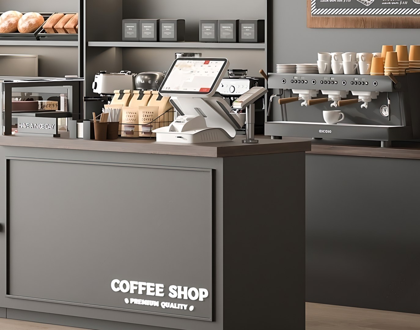 Coffeeshop Coffeehouse Cashier Barista Station Coffee Shop 3D Model - TurboSquid 2396585